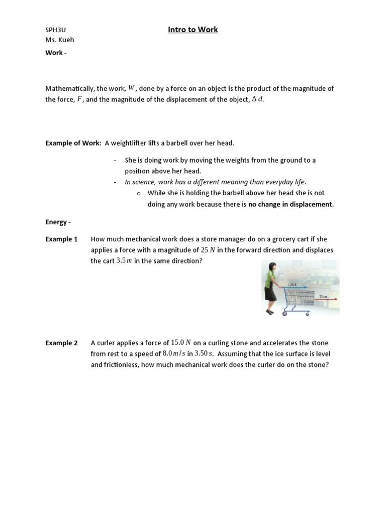Lesson 1 Work1 | PDF | Force | Temporal Rates