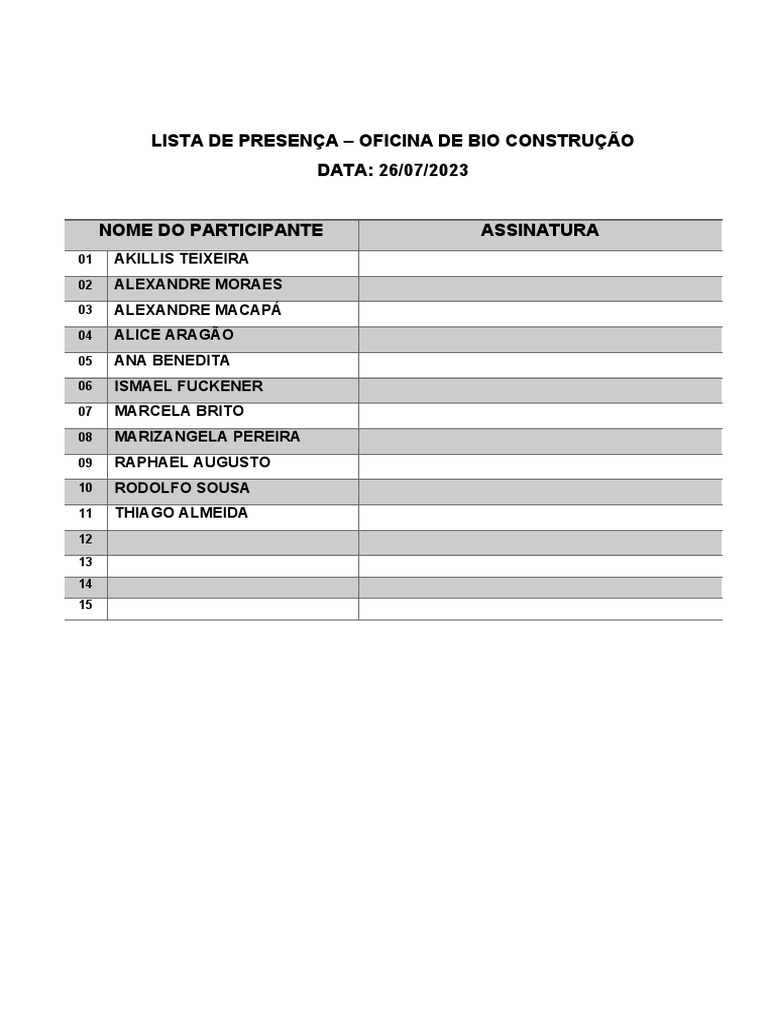 Lista de Presença para Eventos | PDF