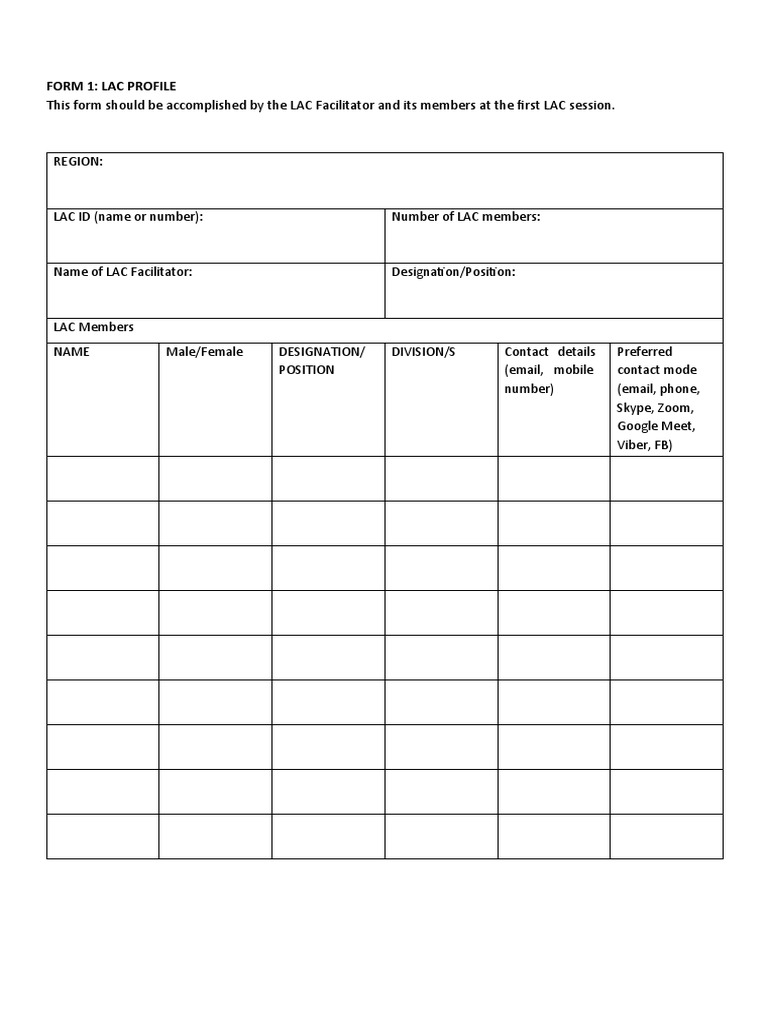 LAC FORM 1 4 Template | PDF | Cognitive Science | Cognition