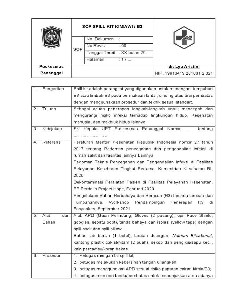 Prosedur Penggunaan Spill Kit B3 | PDF | Sains & Matematika | Teknologi ...