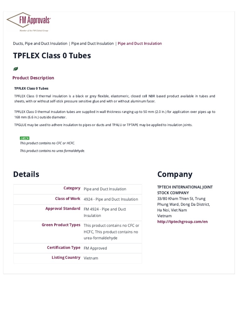 FM Approved Pipe and Duct Insulation | PDF