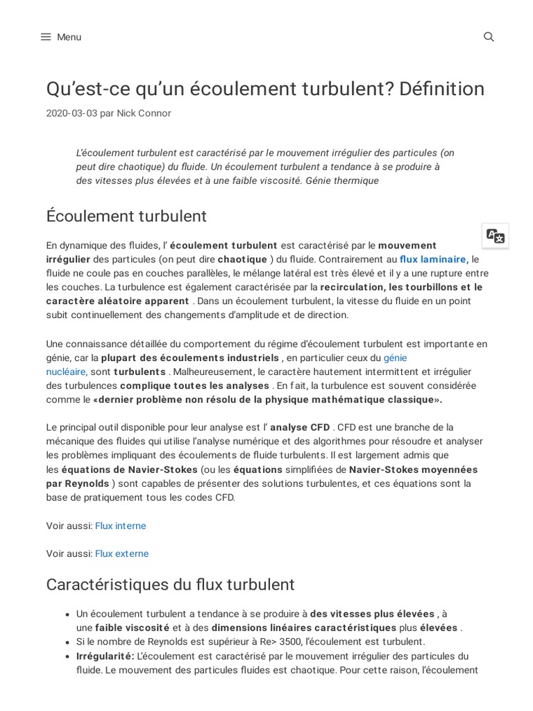 Définition de l'écoulement turbulent | PDF | Couche limite | Turbulence