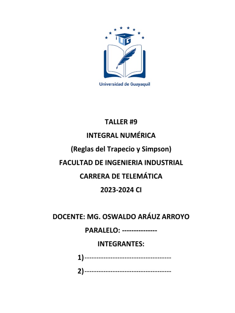 TALLER 9 (Integral Simpson y Trapecio) | PDF
