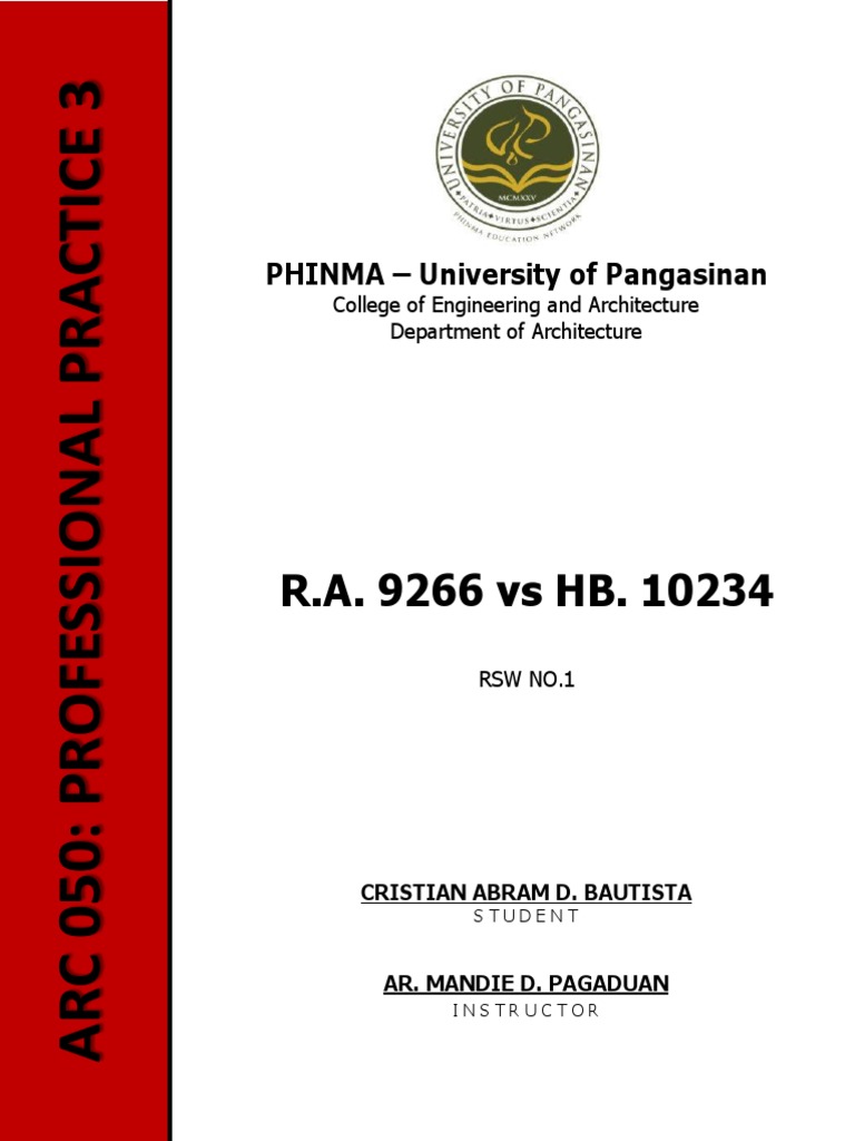 Arc 050-RSW 1. | PDF | Profession | Architect