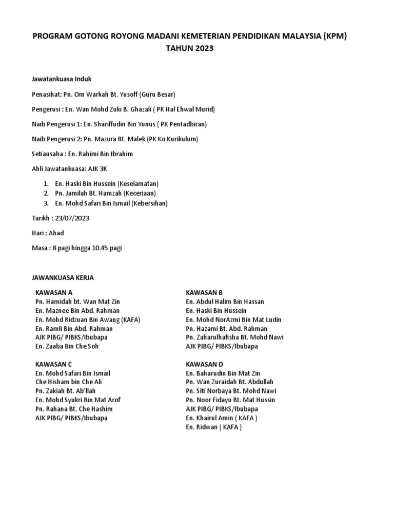 GOTONG ROYONG MADANI 23 | PDF