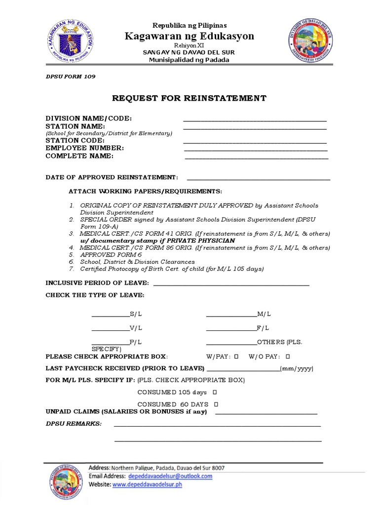 Reinstatement Forms | PDF