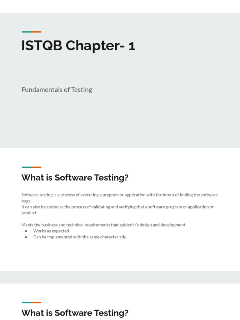 ISTQB Chapter 1 | PDF | Software Bug | Software Testing