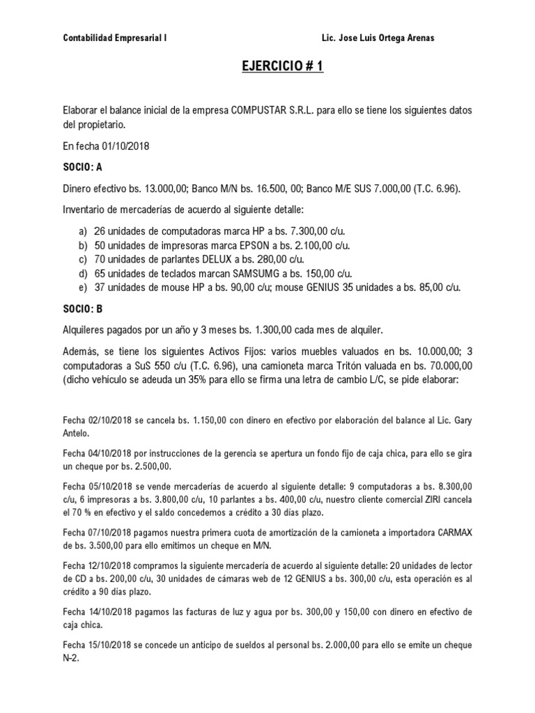 Ejercicio Practico # 1 - Final | Descargar gratis PDF | Bancos | Cheque