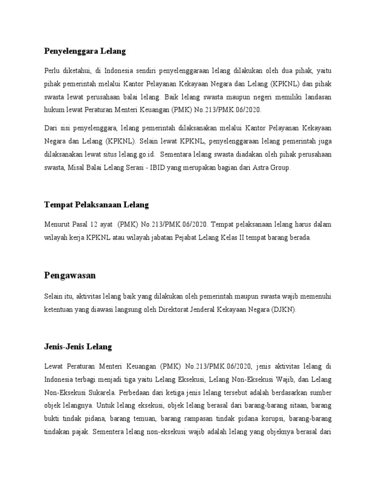 Balai Lelang | PDF | Bisnis | Pengelolaan Keuangan & Uang