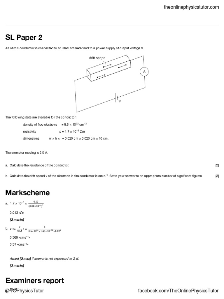 5 markscheme-SL-paper2 | PDF | Voltage | Force