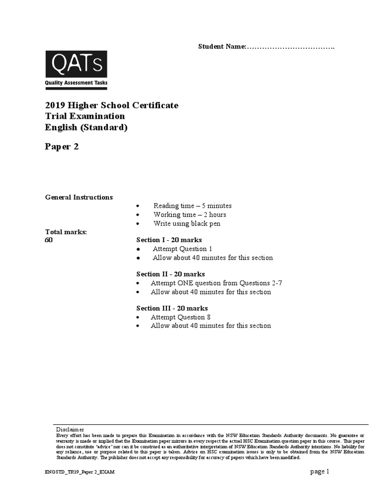 Engs tr19 Paper 2 Exam | PDF