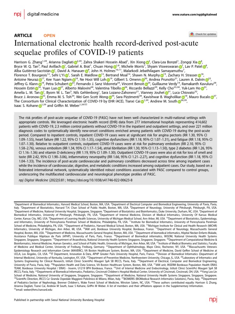 International Electronic Health Record-Derived Post-Acute | PDF | Science & Mathematics