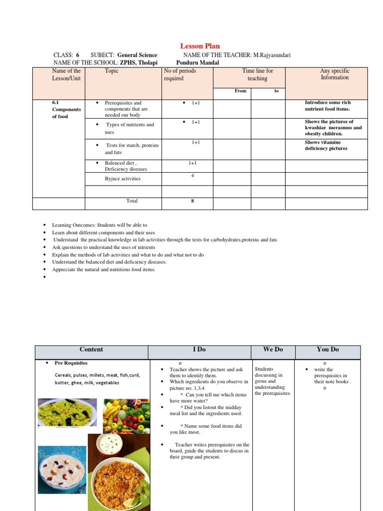 6.1 LIP Lesson Plan MRS | PDF | Vitamin | Nutrients