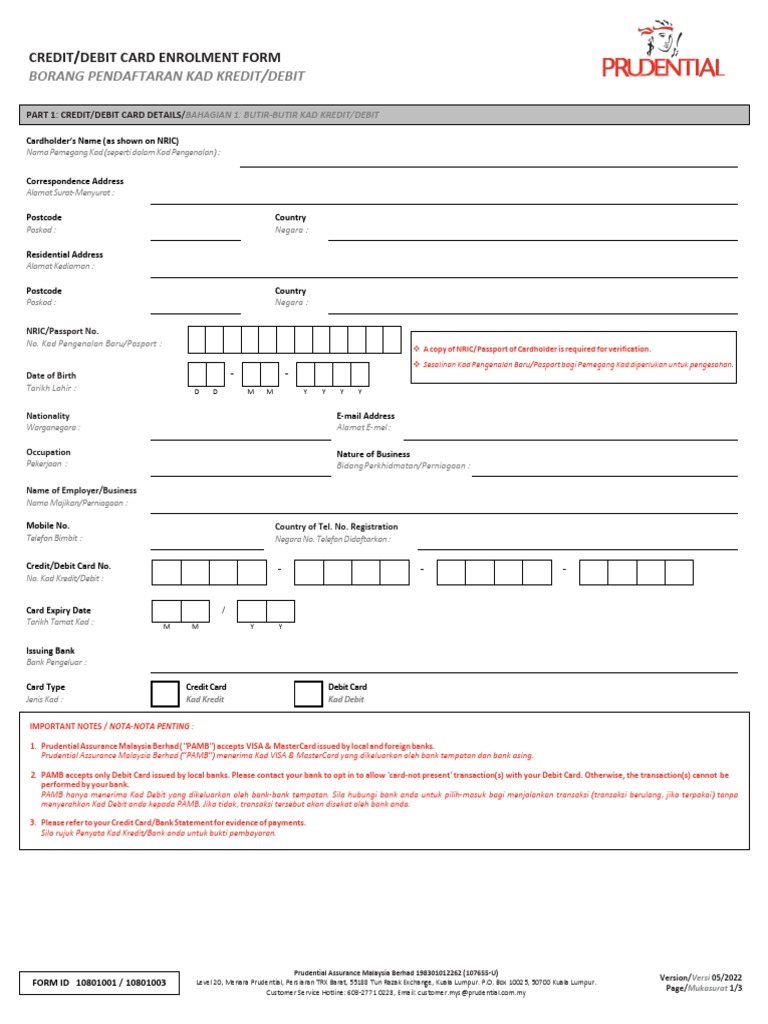 Credit/Debit Card Enrollment Form | PDF | Debit Card | Credit Card