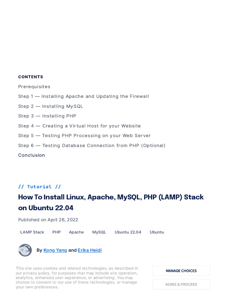 How To Install Linux Apache Mysql Php Lamp Stack On Ubuntu 2204 Digitalocean Pdf