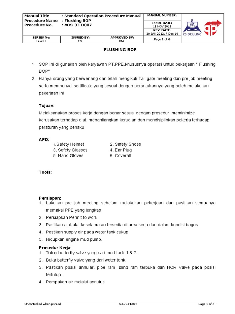 D007-QSOP - Flushing BOP (DRL) | PDF