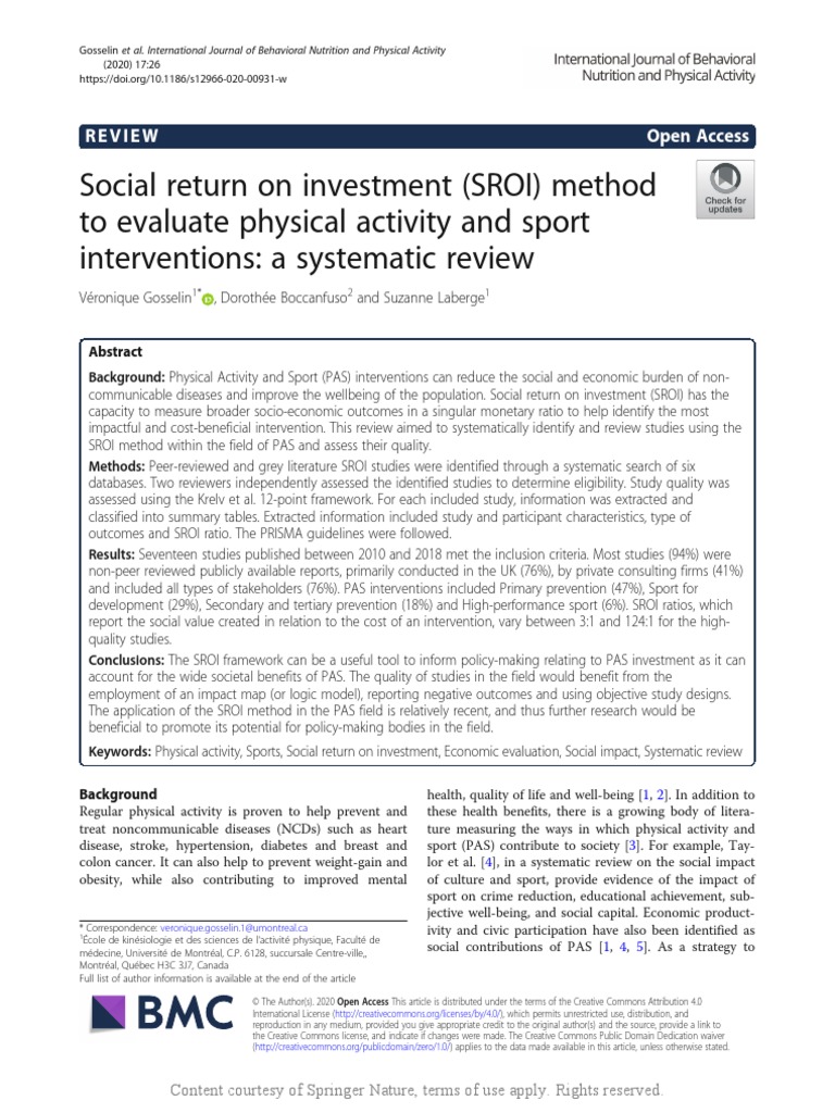 Social Return On Investment SROI Method To Evaluat | PDF
