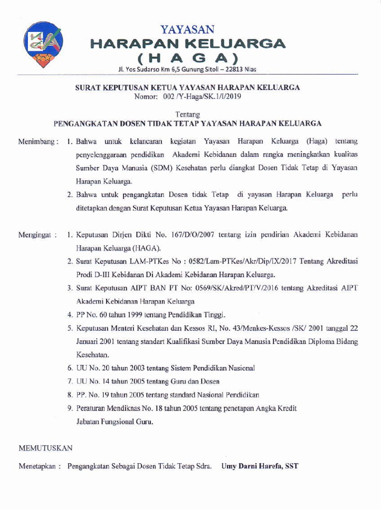 Contoh SK Dosen | PDF