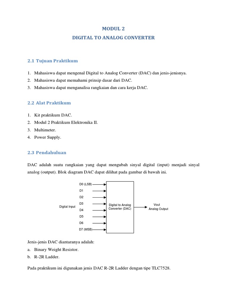 DAC: Prinsip, Jenis, dan Percobaan | PDF | Teknologi & Rekayasa