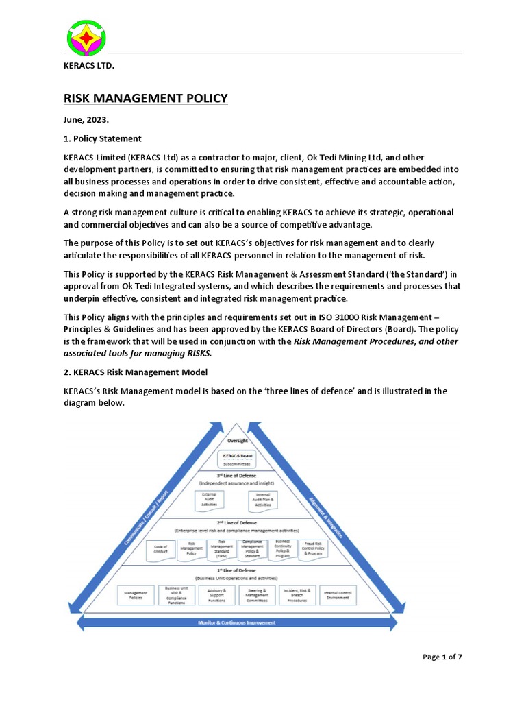 Risk Management Policy | PDF | Risk Management | Risk