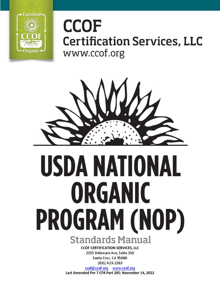 CCOF USDA NOP Standards Manual | PDF | Agriculture | Organic Farming