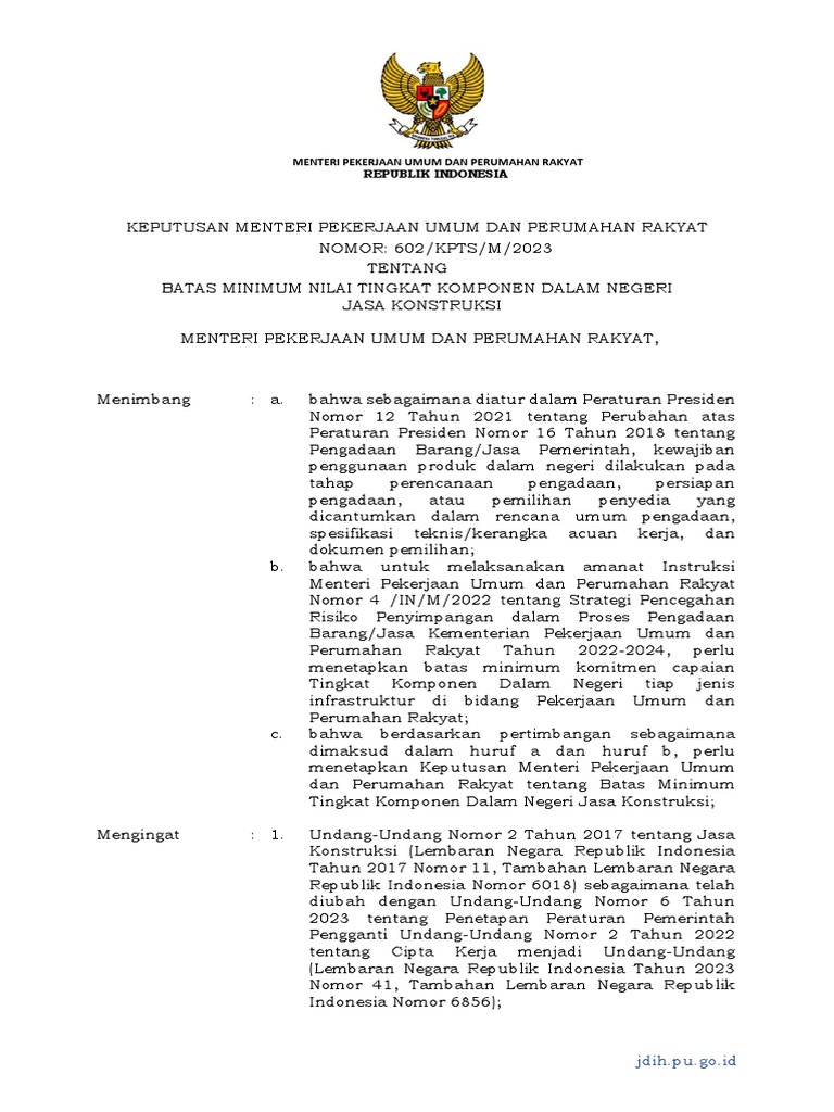 2023 Kmpupr 602 | PDF