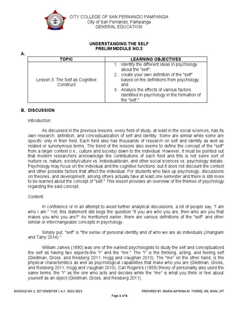 Understanding the Self in Psychology | PDF | Self Concept | Self Esteem