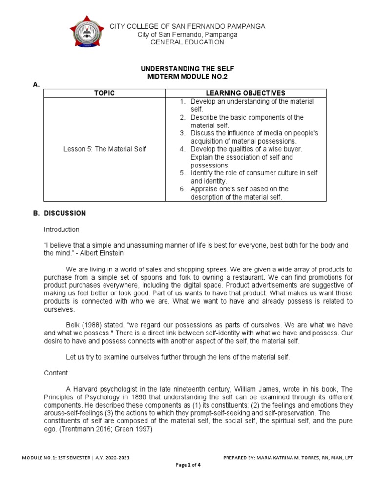 Understanding the Material Self | PDF