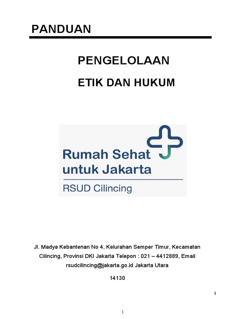 Panduan Pengelolaan Etik Dan Hukum Rsud Cilincing Pdf