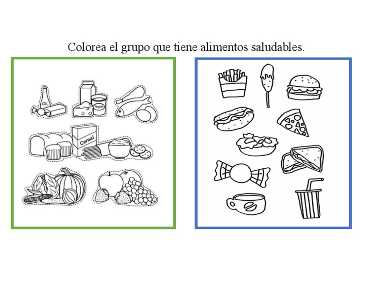Colorea alimentos saludables | PDF | Relaciones personales, crianza y ...