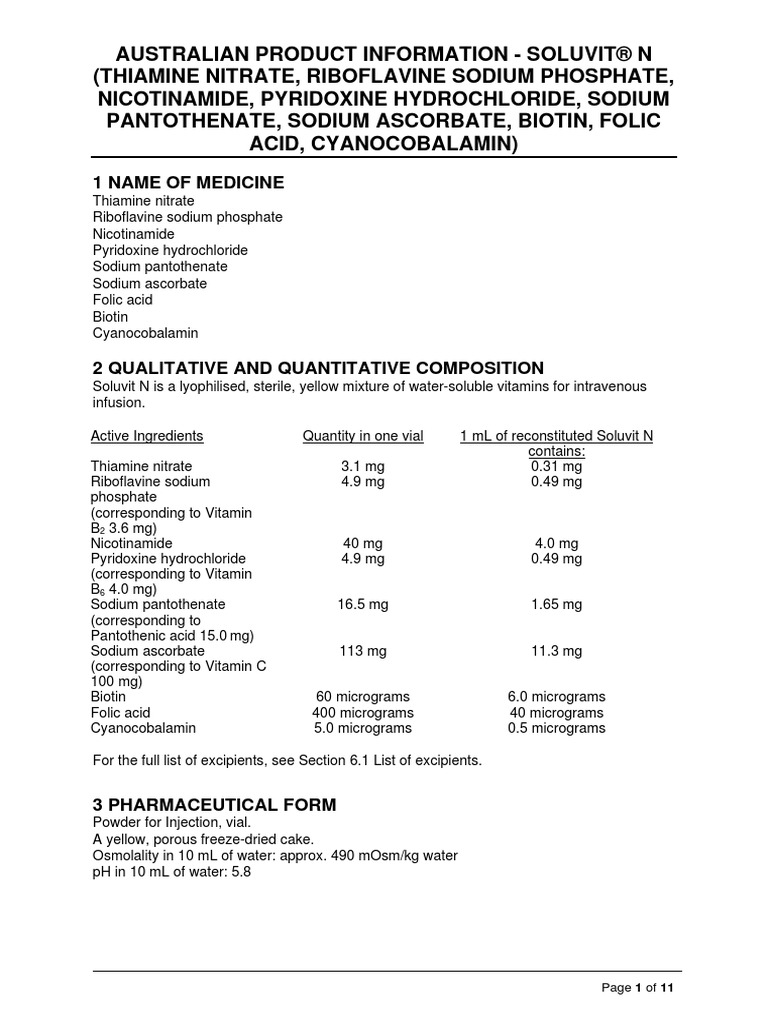 Soluvit N PI | PDF | Vitamin | Intravenous Therapy
