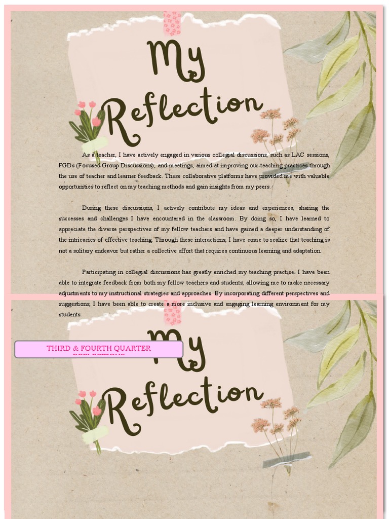 Reflection Notes Third Fourth Quarter | PDF