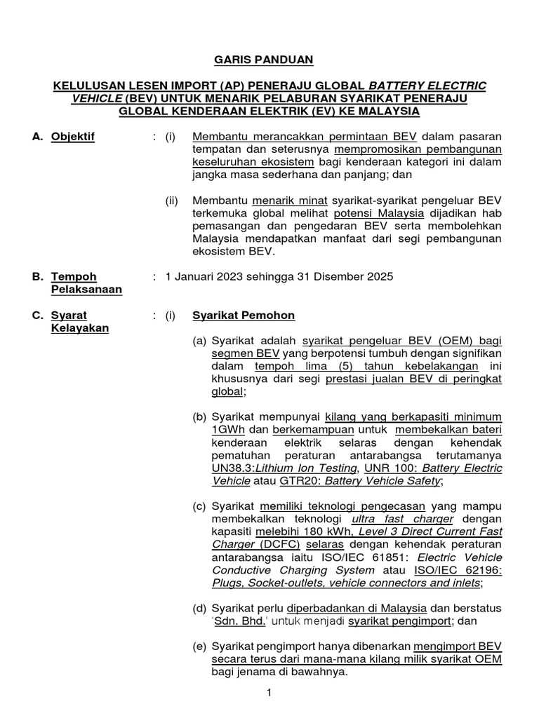 Garis Panduan AP Peneraju Global BEV | PDF