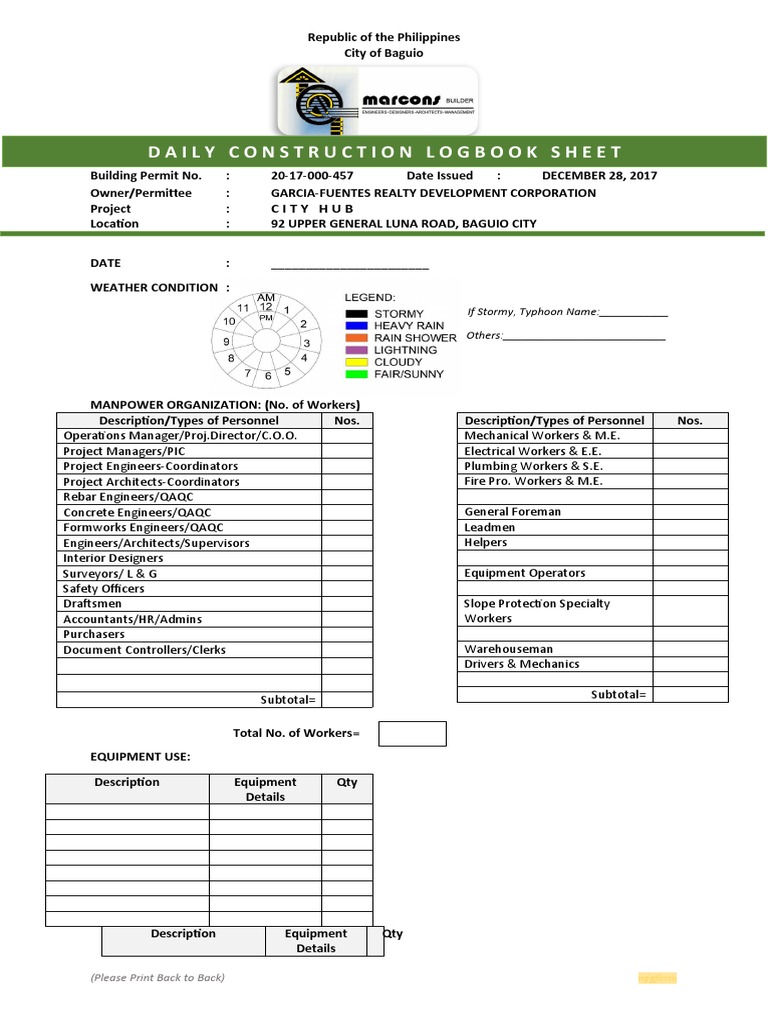 Construction Logbook Rev. 0 | PDF | Civil Engineering | Real Estate