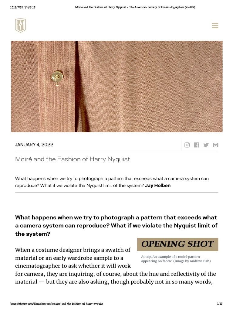 Moiré Patterns and Harry Nyquist's Theory | PDF | Optical Resolution ...