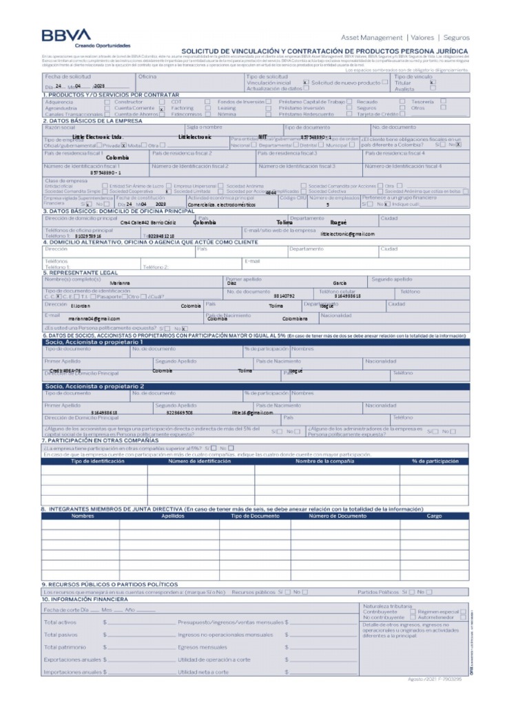Formulario Cuenta Bancaria Bbva-1 | PDF