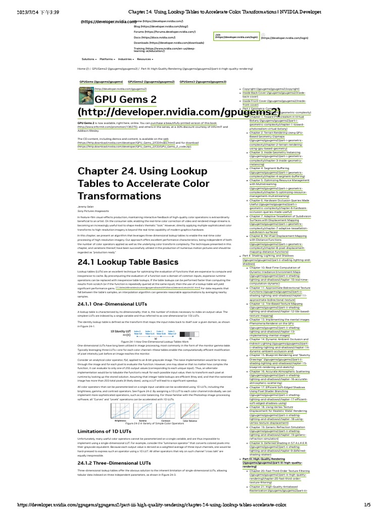 Chapter 24. Using Lookup Tables To Accelerate Color Transformations - NVIDIA Developer | PDF