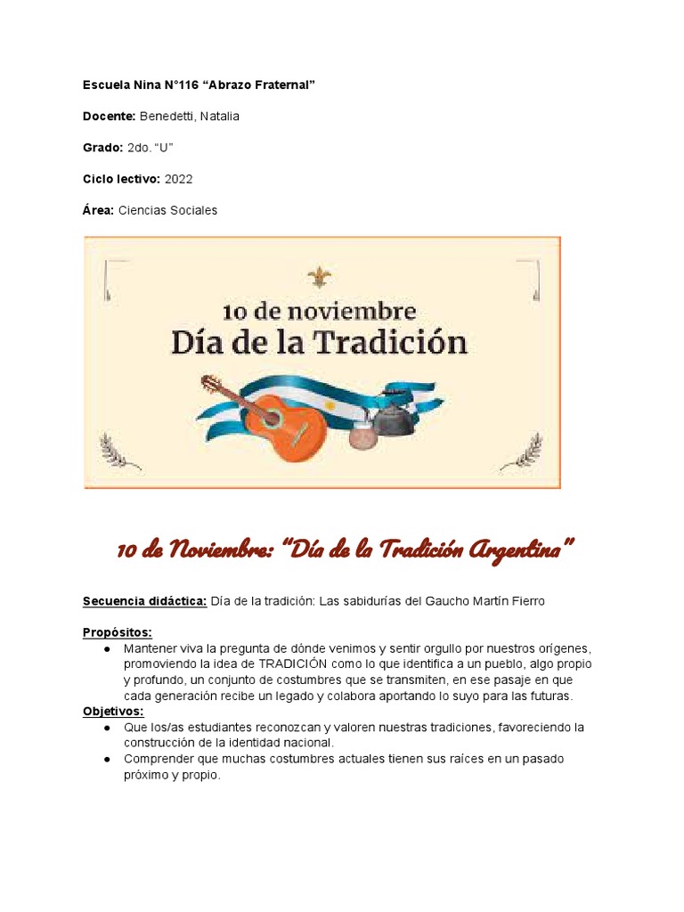 Secuencia Día de La Tradición 2° | PDF | Tradiciones