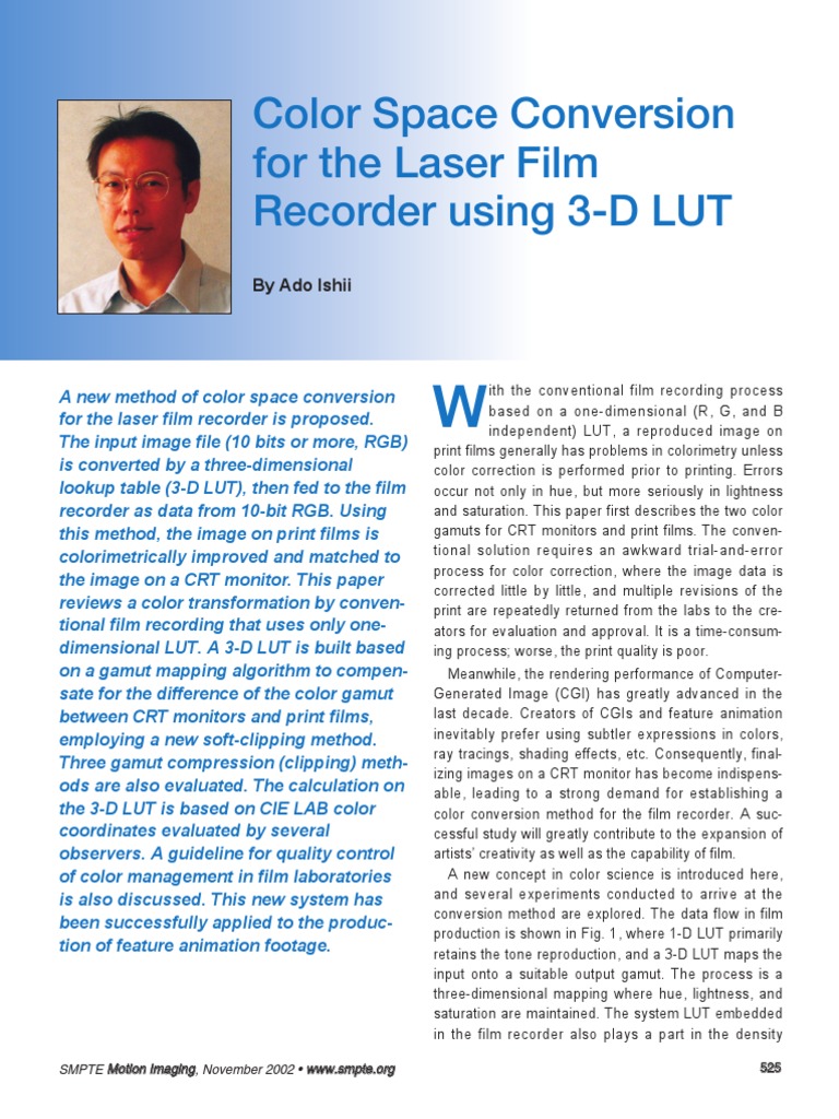 Color Space Conversion For The Laser Film Recorder Using 3-D LUT | Download Free PDF | Color ...