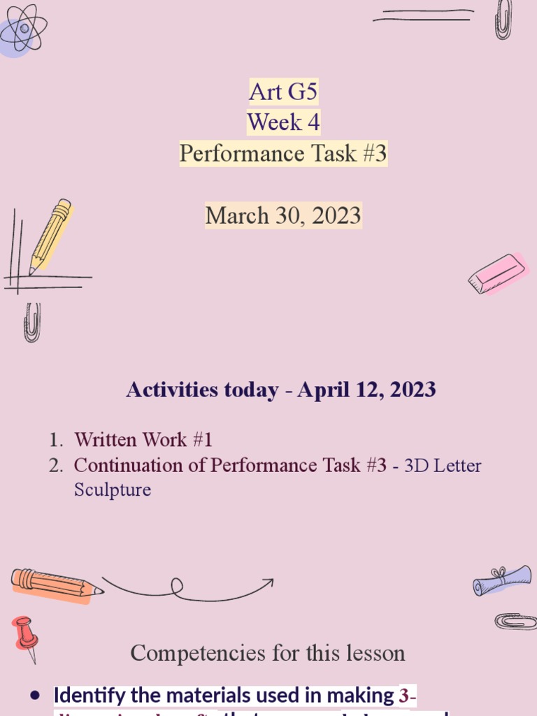 Q4 Art G5 Perf. Task 3 Mar. 30 & Apr. 13 | PDF | Sculpture | Paper
