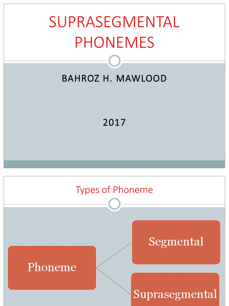 Suprasegmental Phonemes: Bahroz H. Mawlood | PDF | Tone (Linguistics ...