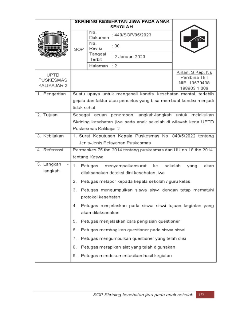 Sop Skrining Keswa | PDF