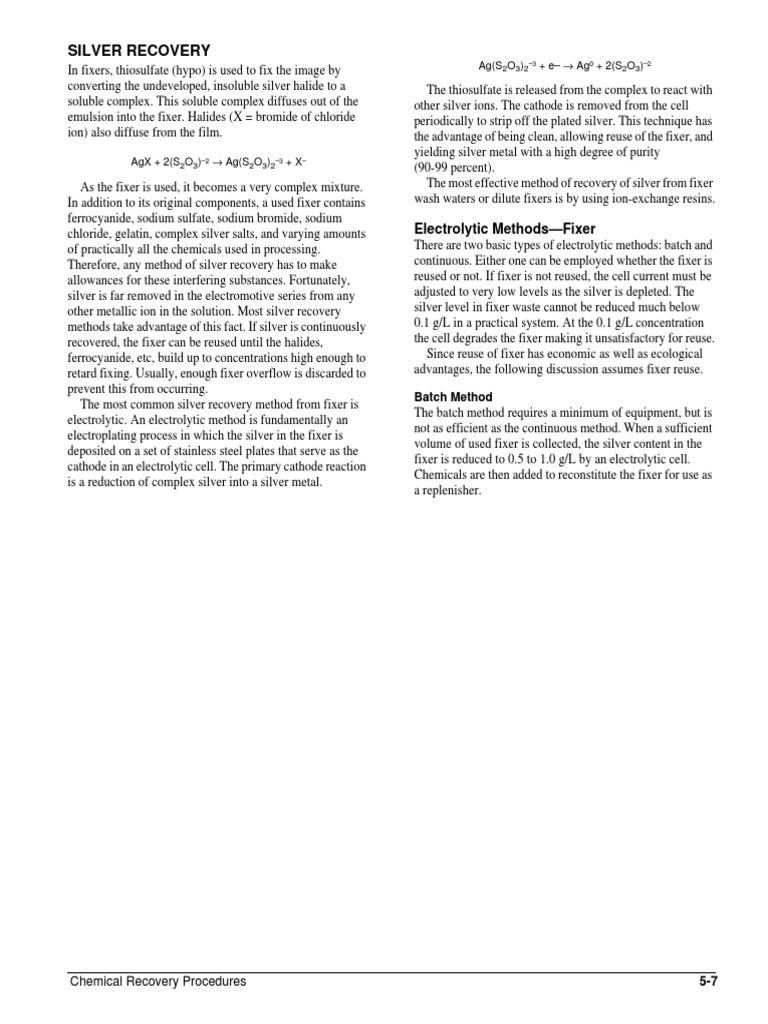 Kodak Silver Recovery | PDF | Silver | Physical Chemistry
