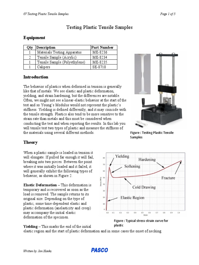 07 Testing Plastic Tensile Samples | PDF