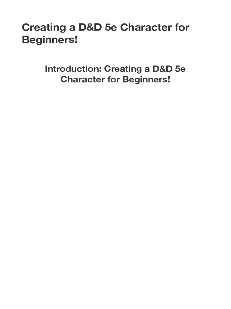 Beginner's Guide to D&D 5e Character Creation | PDF