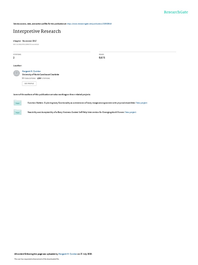 QUINLAN Pub23-Quinlan Interpretive Research 2017 | PDF | Ethnography | Qualitative Research