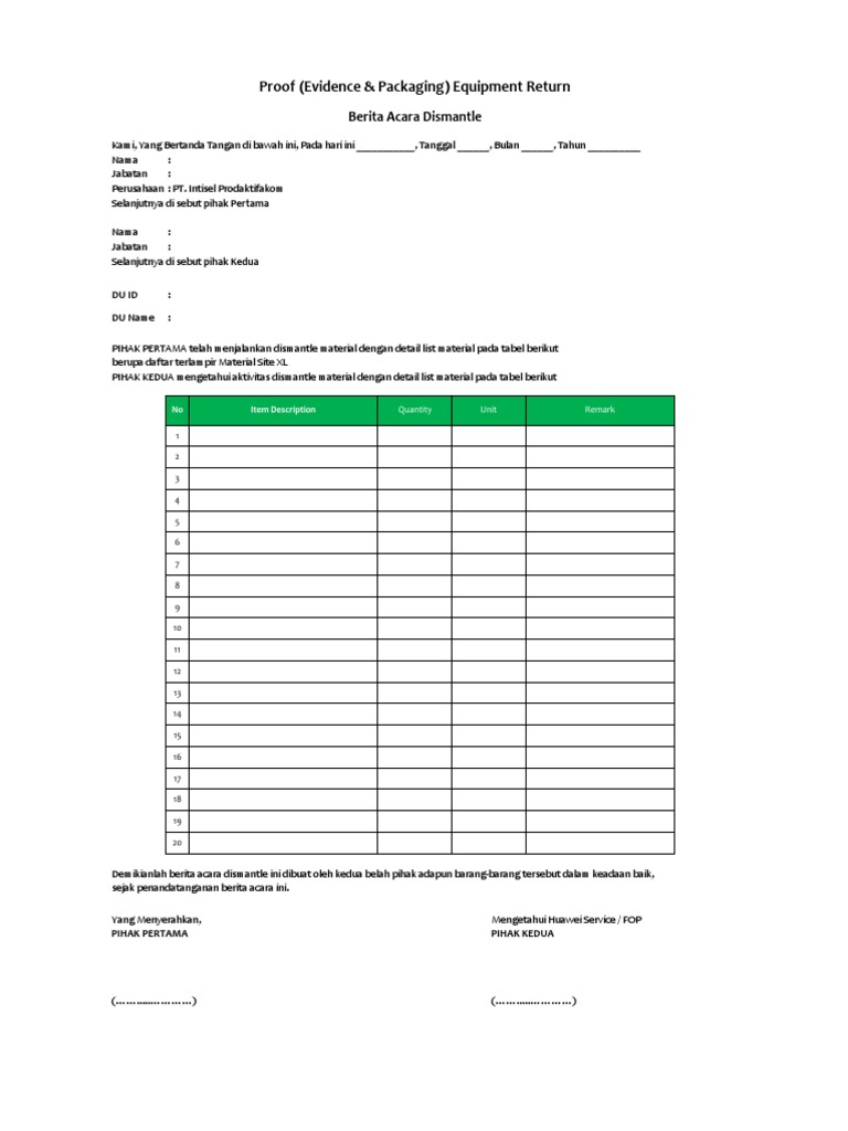 BTS Dismantle Material Checklist 2021 - BA Dismantle Dan BA LSP (HWXL ...