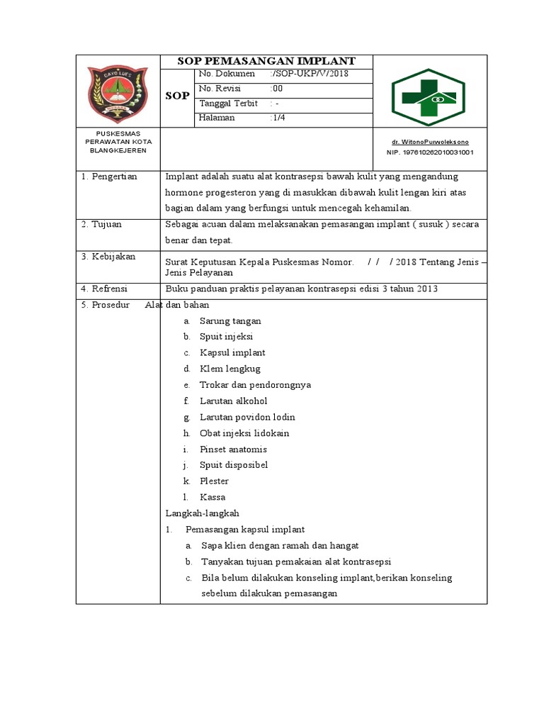 SOP Pemasangan Implant | PDF
