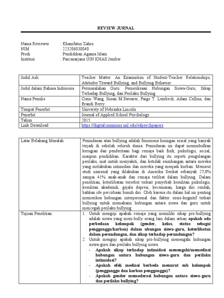 Contoh Review Jurnal | PDF