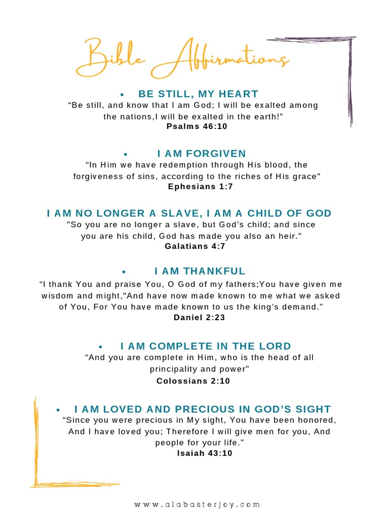 Bible Affirmations - Free Printable | PDF